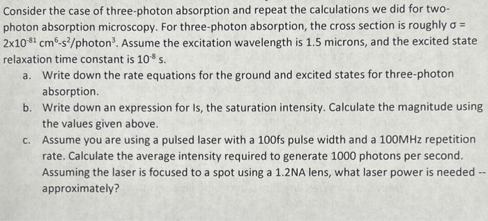 Solved Consider the case of three-photon absorption and | Chegg.com
