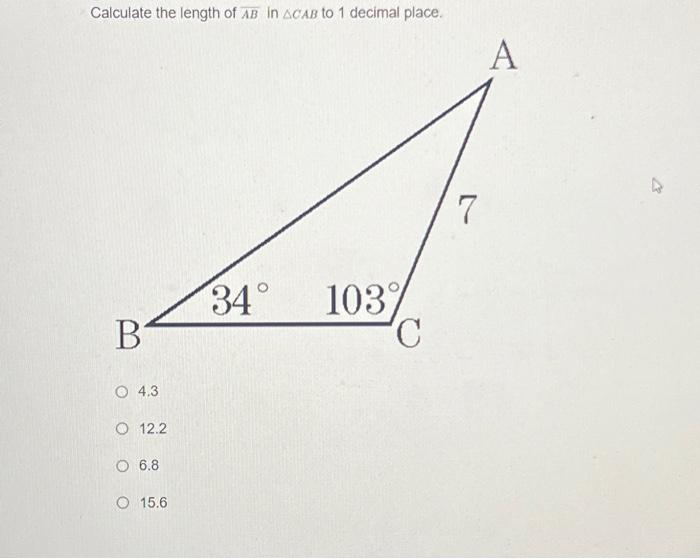 Solved Calculate the length of AB in CAB to 1 decimal | Chegg.com