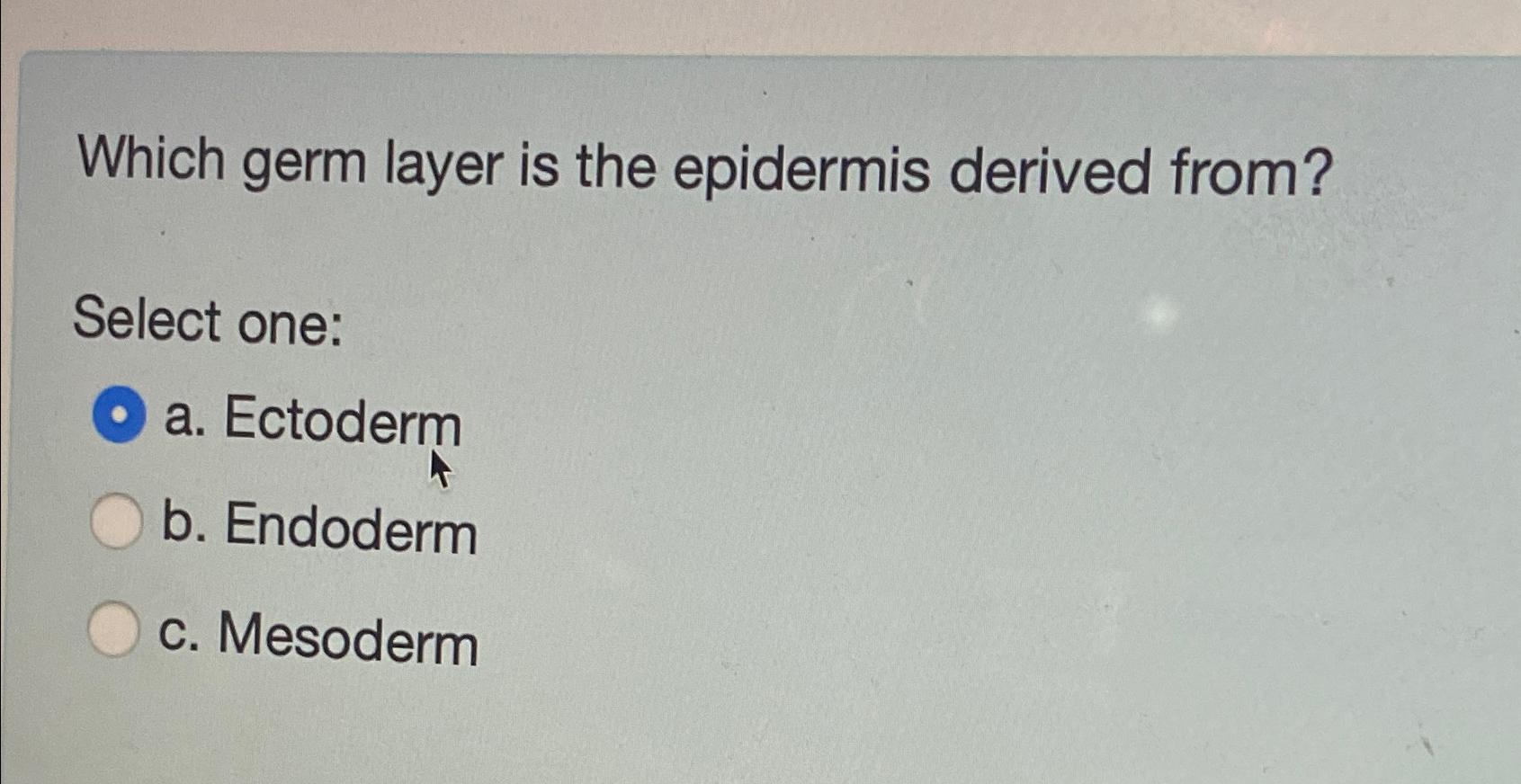 Which germ layer is the epidermis derived from?Select | Chegg.com