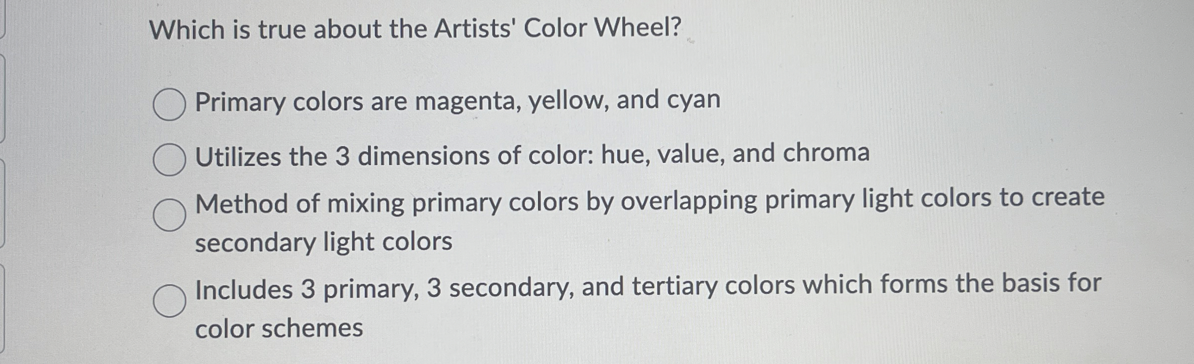 Solved Which is true about the Artists' Color Wheel?Primary | Chegg.com
