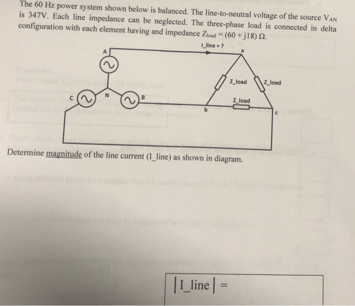 Solved The 60 Hz power system shown below is balanced. The | Chegg.com