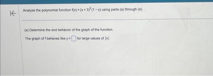 Solved Analyze the polynomial function f(x)=(x+3)2(1−x) | Chegg.com