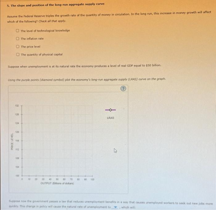Solved 5. The slope and position of the long run aggregate | Chegg.com