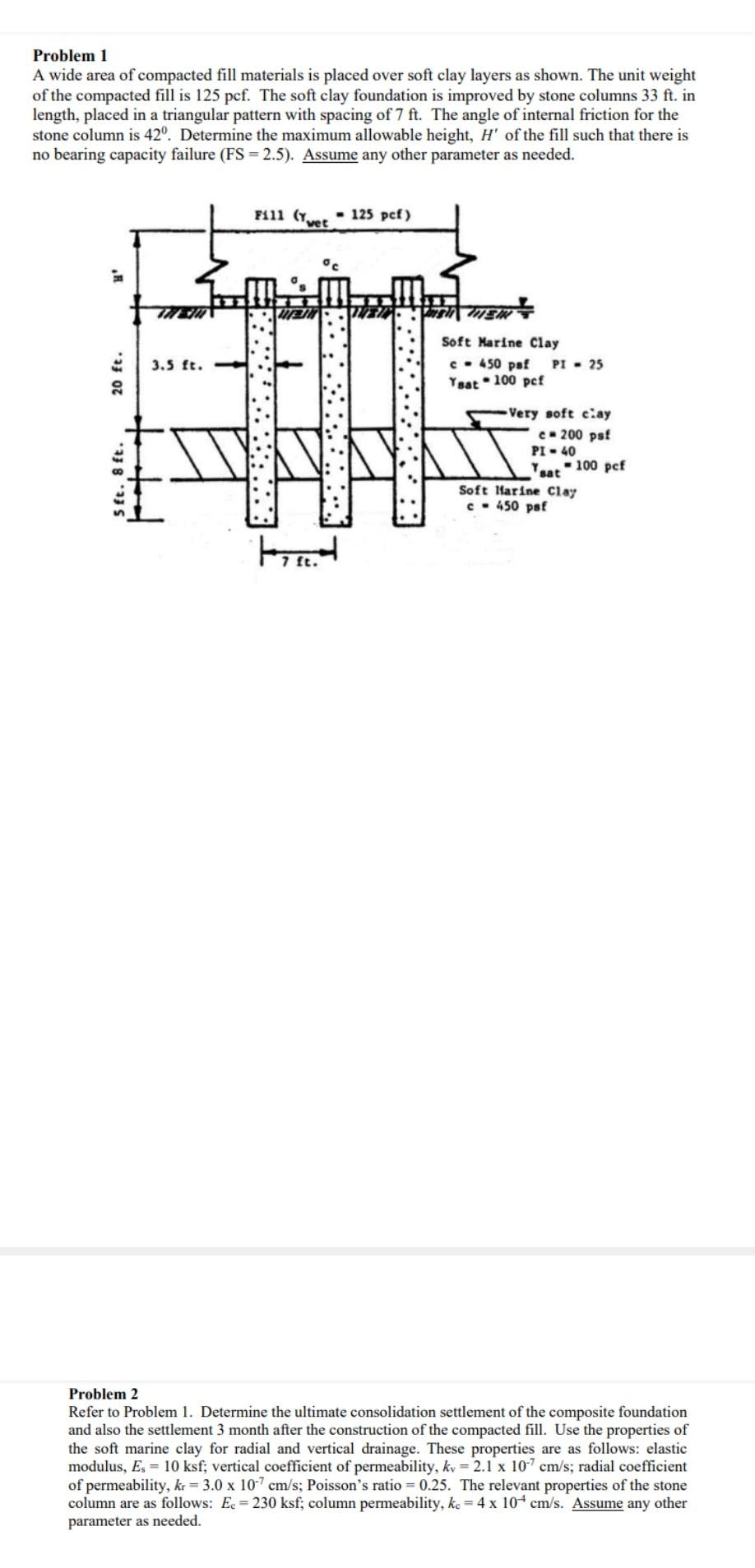 Solved Problem 1 A wide area of compacted fill materials is | Chegg.com