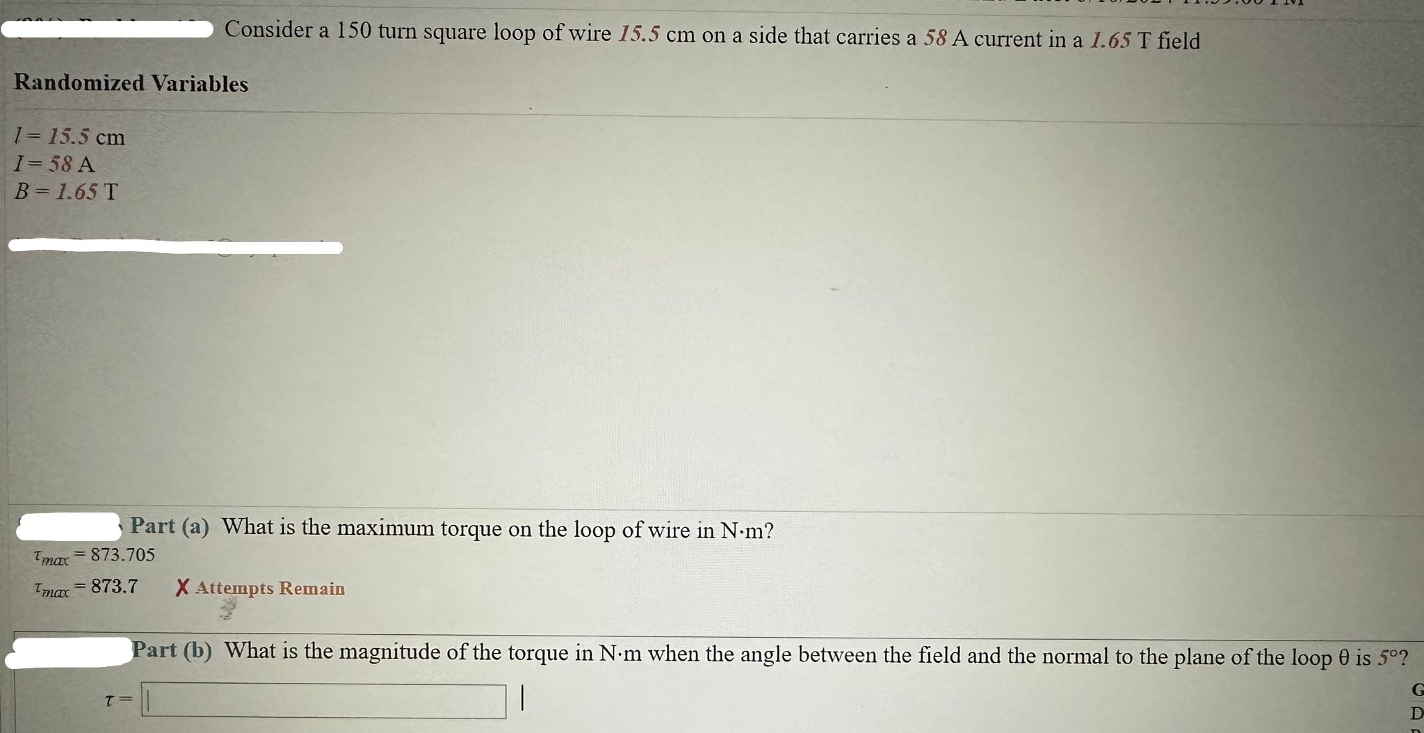 Solved Consider a 150 ﻿turn square loop of wire 15.5cm ﻿on a | Chegg.com