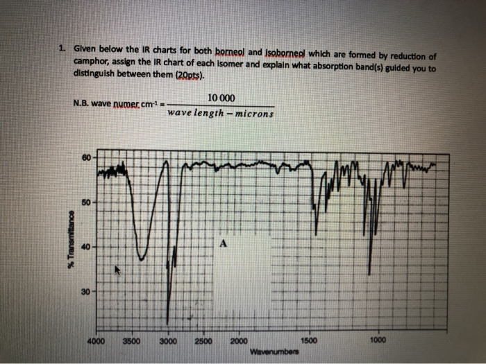 Solved 1. Glven below the IR charts for both borneol and | Chegg.com