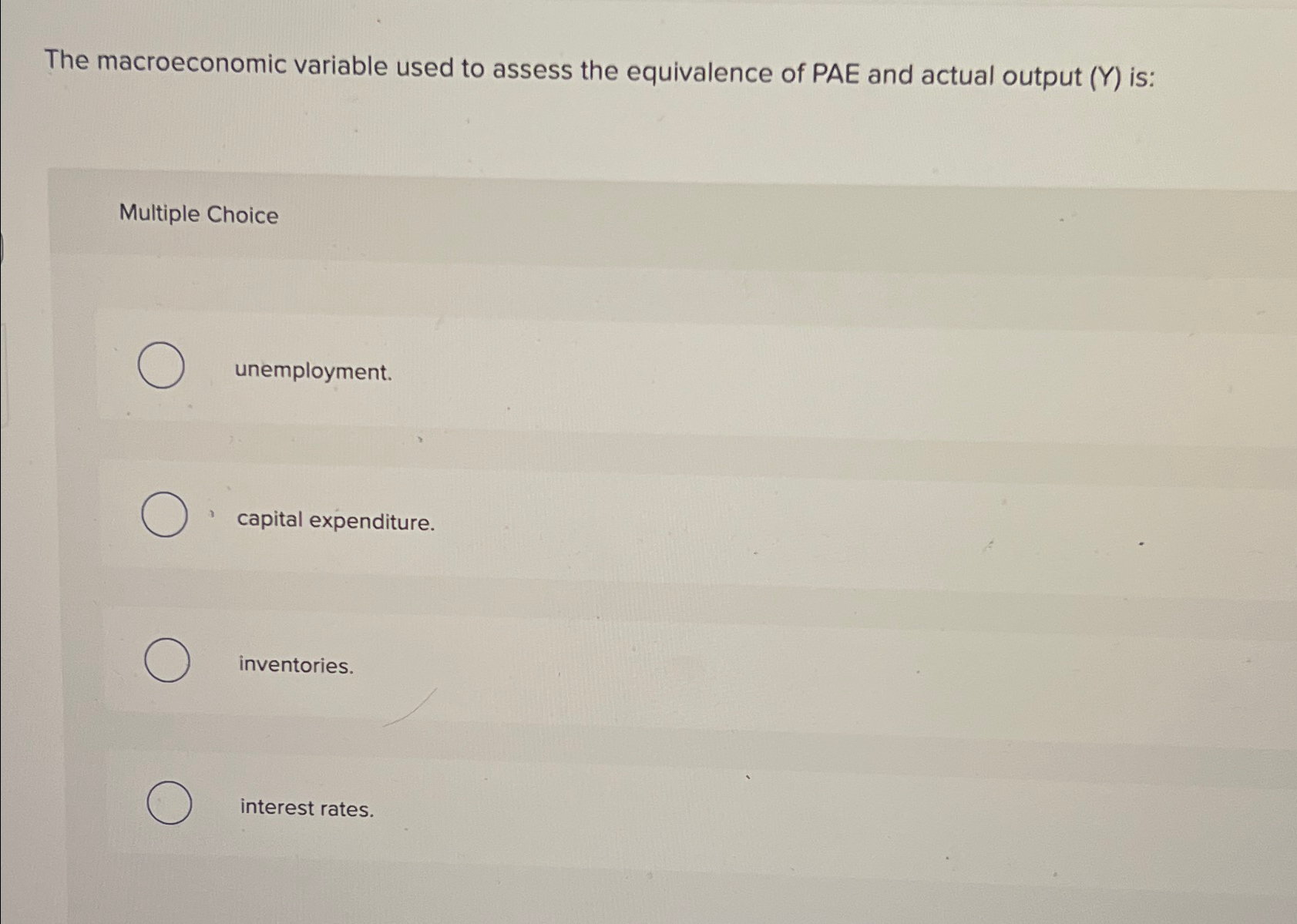 Solved The macroeconomic variable used to assess the | Chegg.com