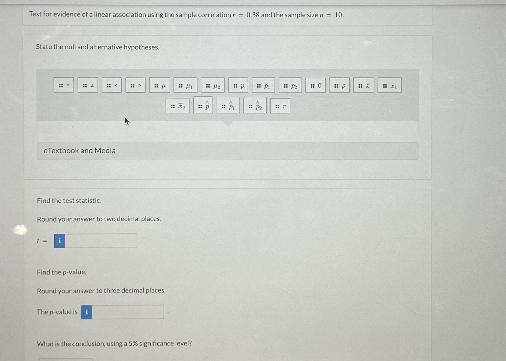 Solved Test for evidence of a linear association using the | Chegg.com