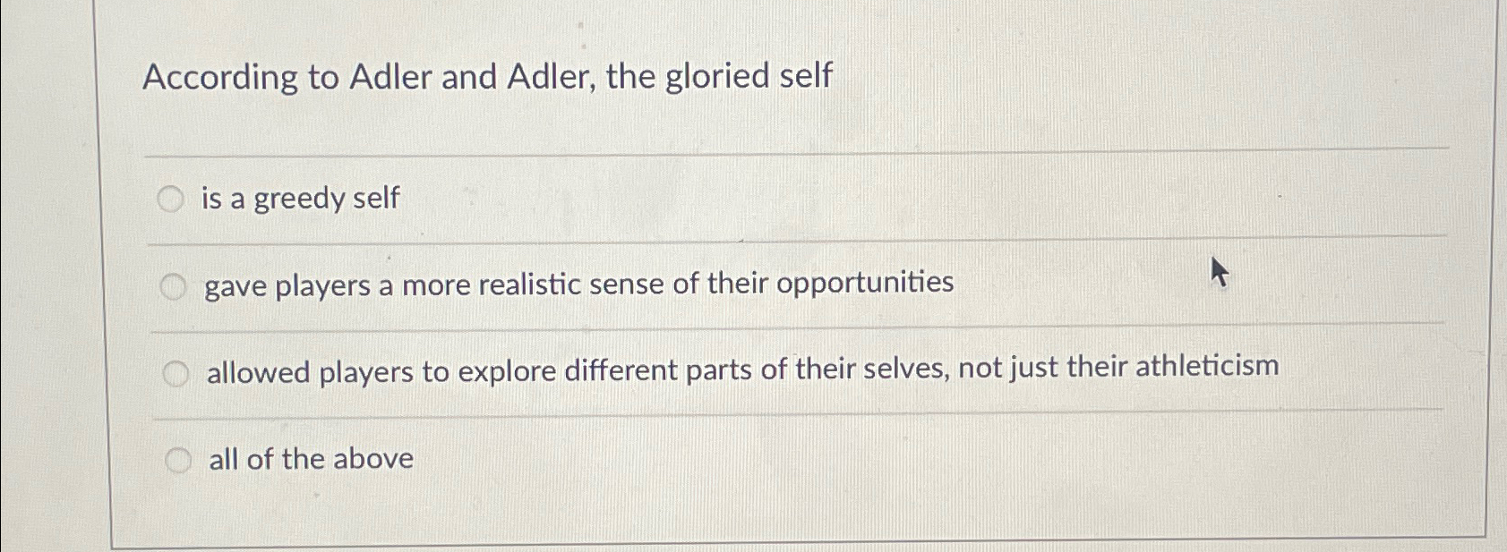 Solved According to Adler and Adler, the gloried selfis a | Chegg.com