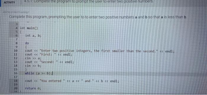 Solved Complete this program, prompting the user to to enter | Chegg.com