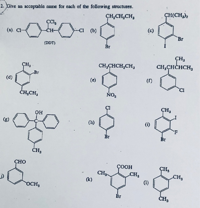 Solved 2. Give an acceptable name for each of the following | Chegg.com