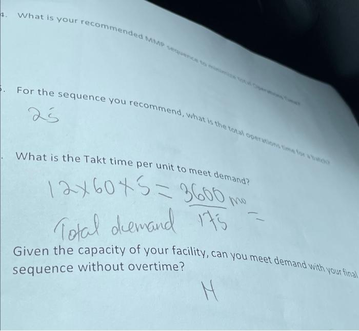 4. What is your recommended MMP sequence to minimize | Chegg.com