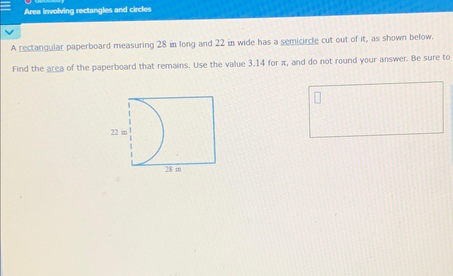 Solved Area involving rectangles and circlesA rectangular | Chegg.com