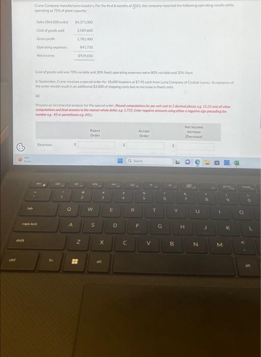 Solved ctrl 79°F Sunny tab shift Crane Company manufactures | Chegg.com