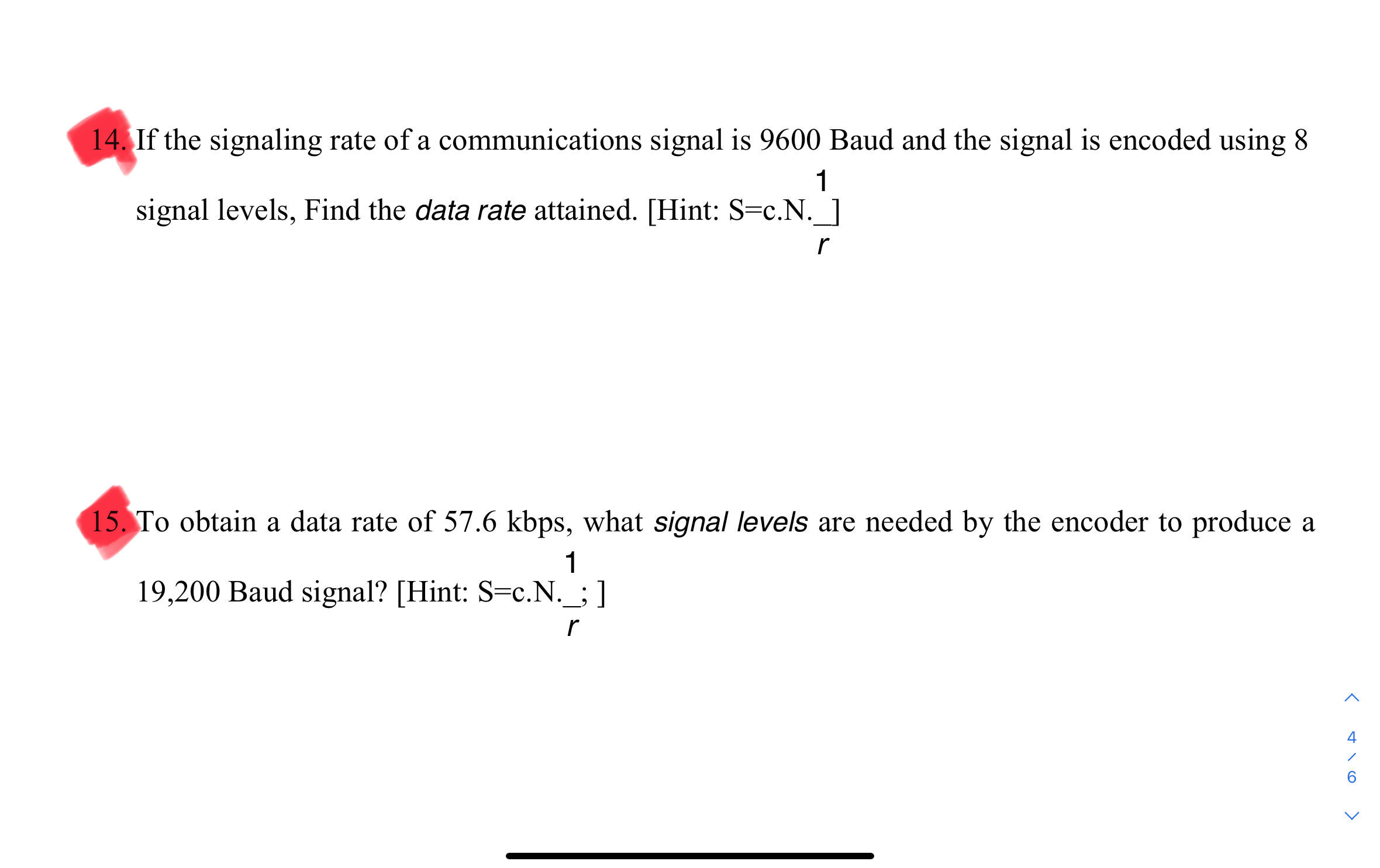 Solved If the signaling rate of a communications signal is | Chegg.com