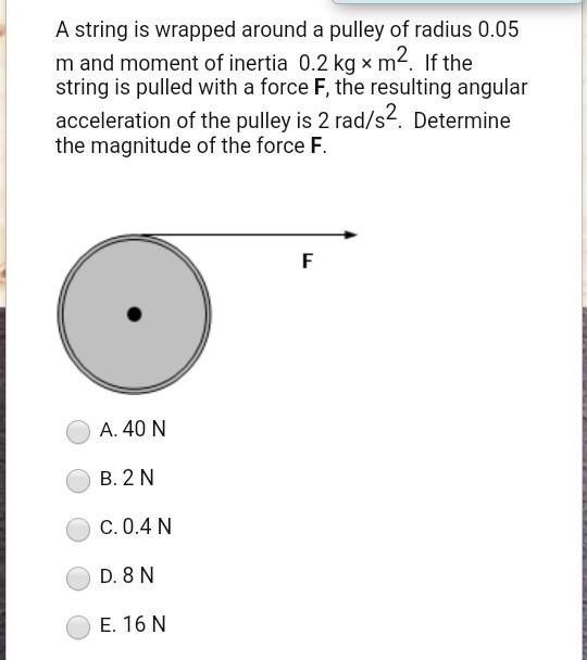 Solved A string is wrapped around a pulley of radius 0.05 m | Chegg.com
