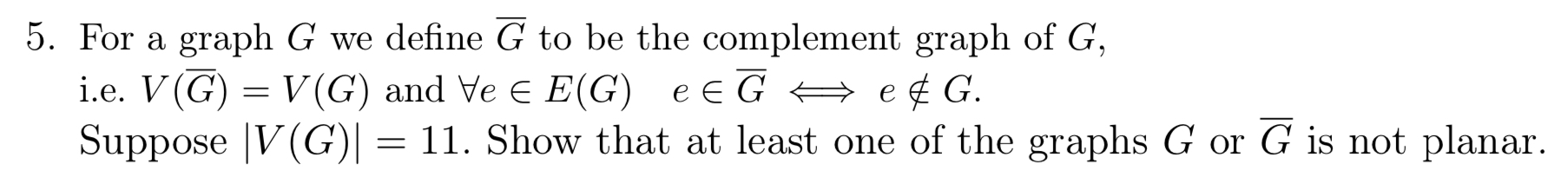 Solved For a graph G ﻿we define ?bar (G) ﻿to be the | Chegg.com