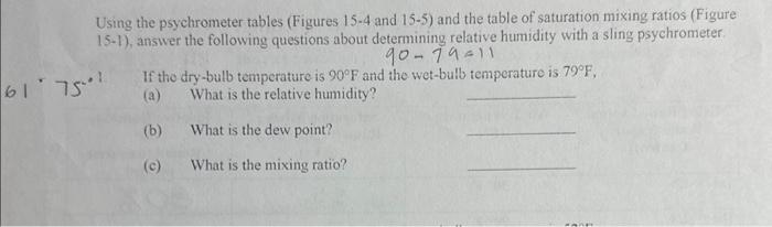 Solved Using the psychrometer tables (Figures 15−4 and 15−5 | Chegg.com
