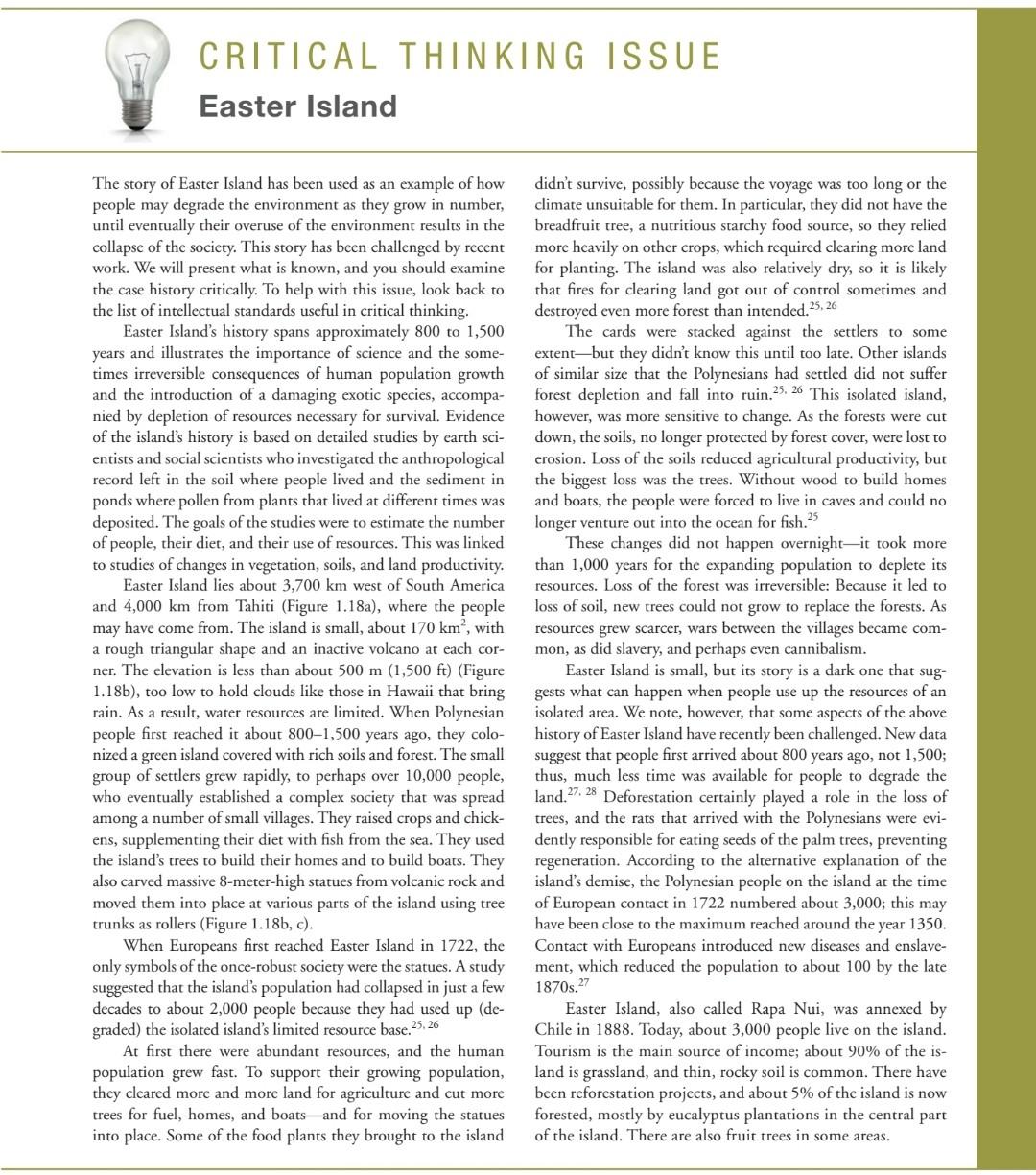Solved CRITICAL THINKING ISSUE Easter Island The story of | Chegg.com