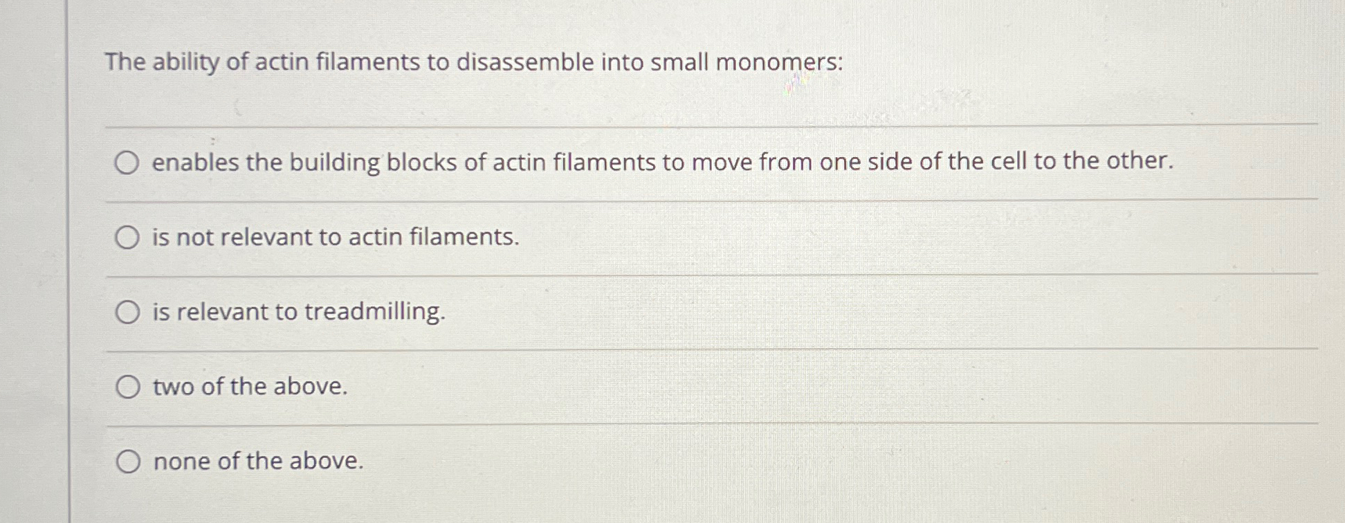 Solved The ability of actin filaments to disassemble into | Chegg.com