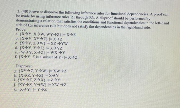 Solved 2. (40) Prove or disprove the following inference | Chegg.com