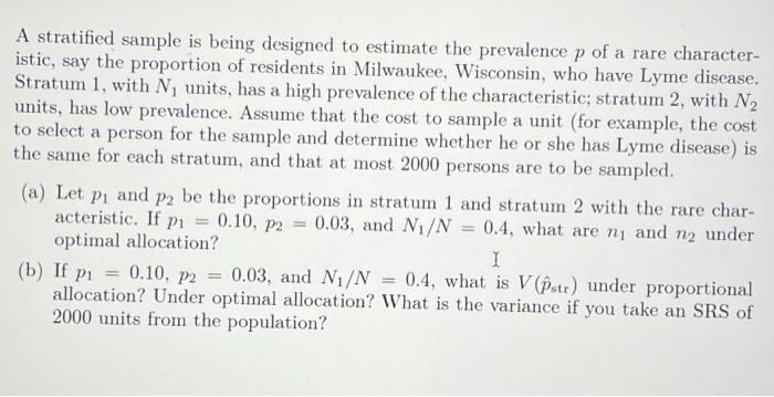 Solved A stratified sample is being designed to estimate the | Chegg.com