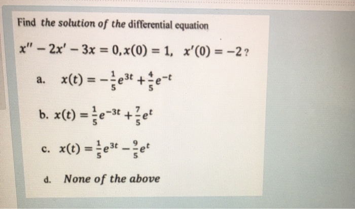 Solved Find the solution of the differential equation x" – | Chegg.com