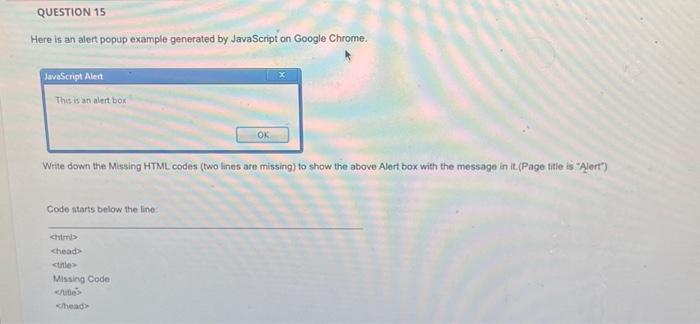Solved Here is an alert popup example generated by | Chegg.com