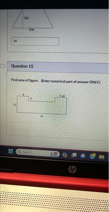 Solved Find area of figure. (Enter numerical part of answer | Chegg.com