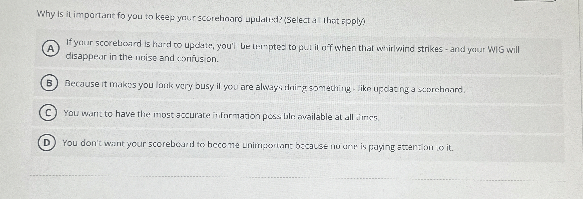 Solved Why is it important fo you to keep your scoreboard | Chegg.com