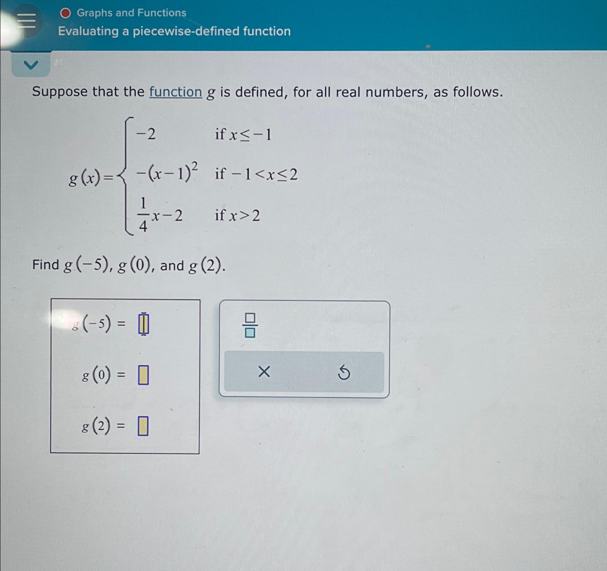 Solved Graphs and FunctionsEvaluating a piecewise-defined | Chegg.com