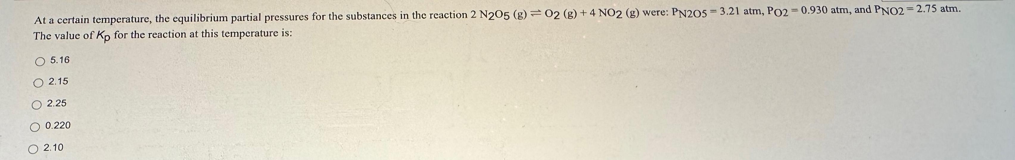 Solved The value of Kp ﻿for the reaction at this temperature | Chegg.com