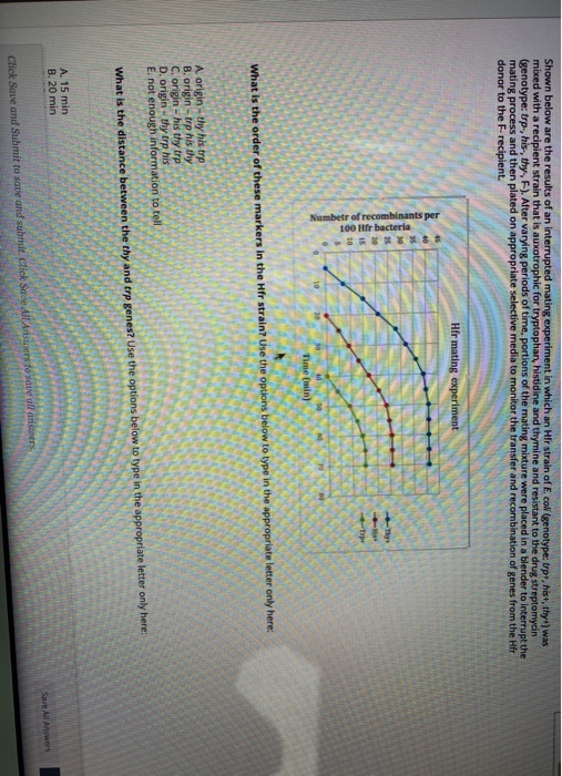 Solved Shown below are the results of an interrupted mating | Chegg.com
