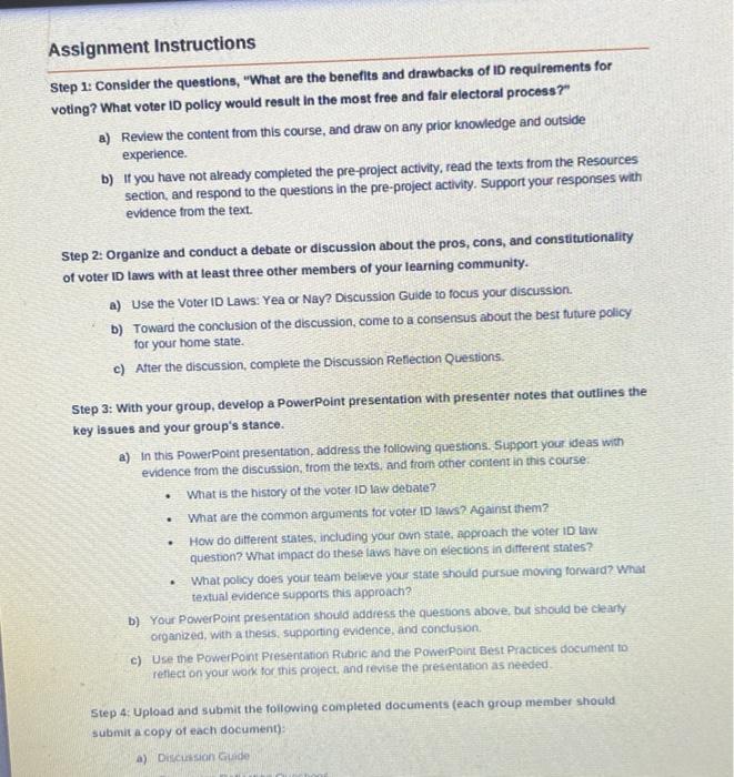 Assignment Instructions Step 1: Consider the | Chegg.com