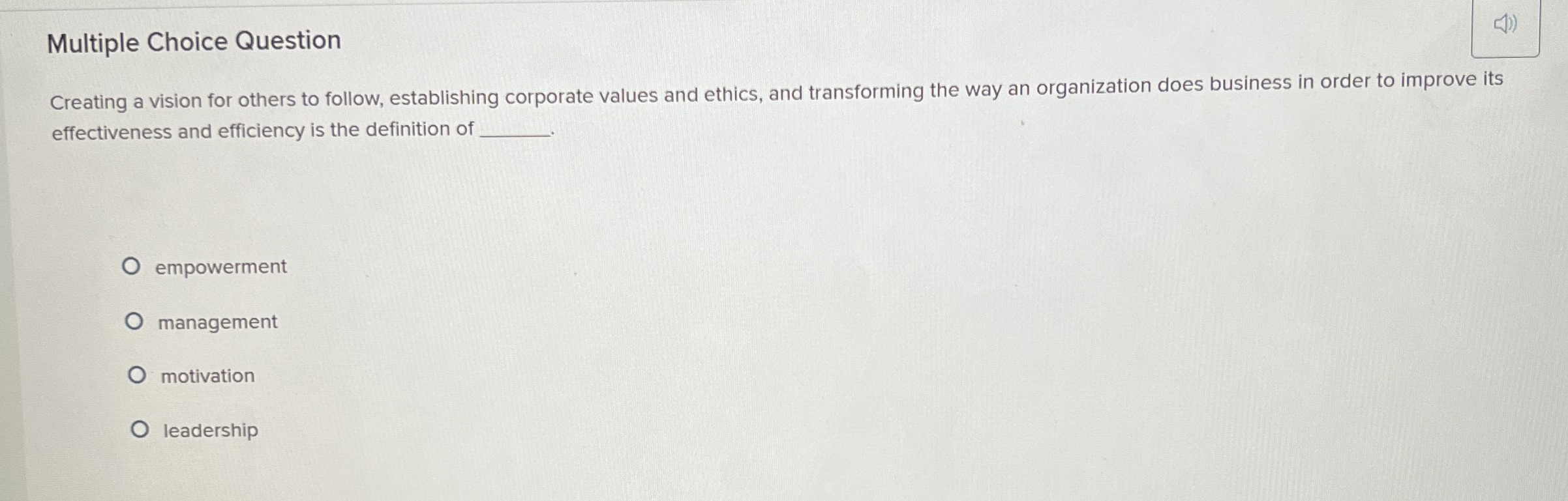 Solved Multiple Choice QuestionCreating a vision for others | Chegg.com