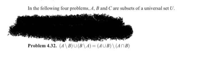 Solved In the following four problems, A,B and C are subsets | Chegg.com