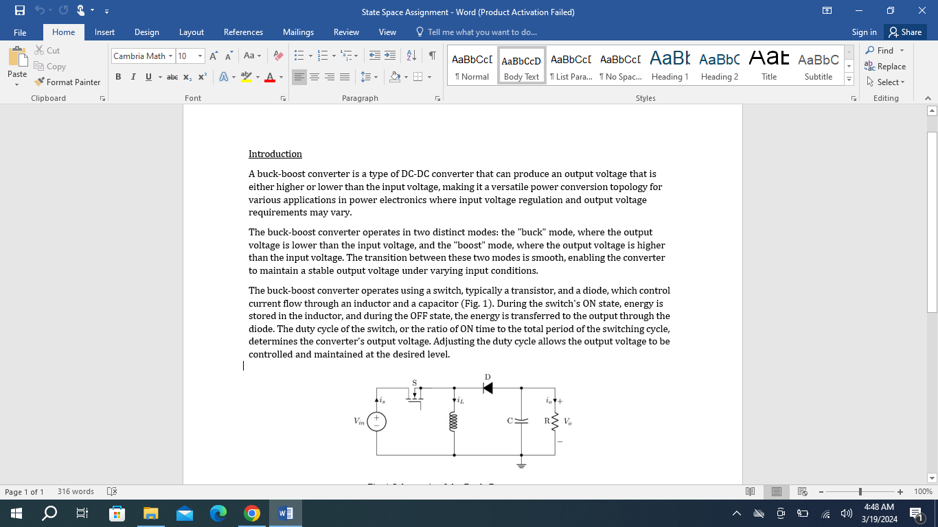 IntroductionA buck-boost converter is a type of DC-DC | Chegg.com