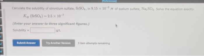 Solved Reference Calculate the solubility of strontium | Chegg.com