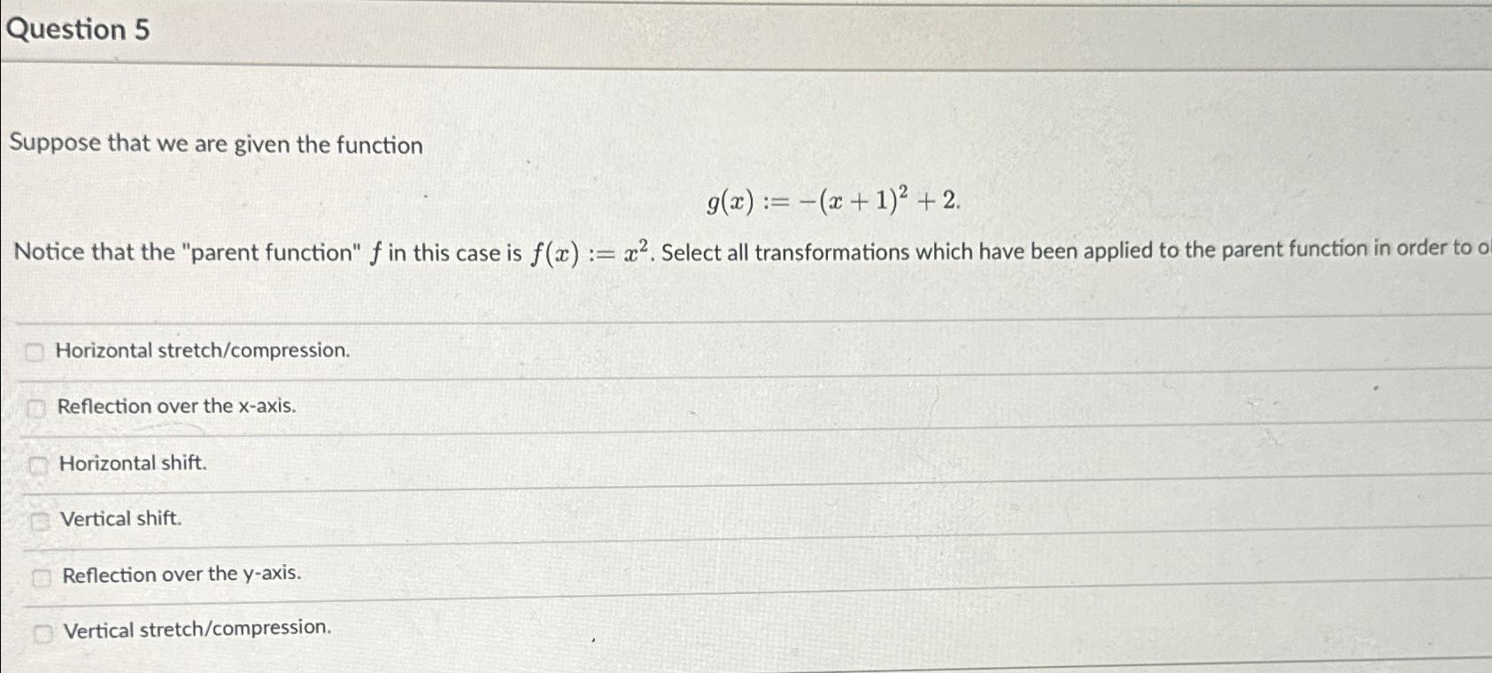 Solved Question 5Suppose that we are given the | Chegg.com