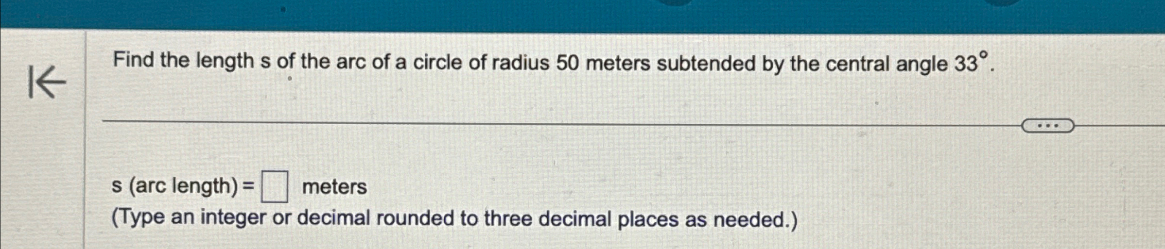 Solved Find the length s of the arc of a circle of radius 50 | Chegg.com