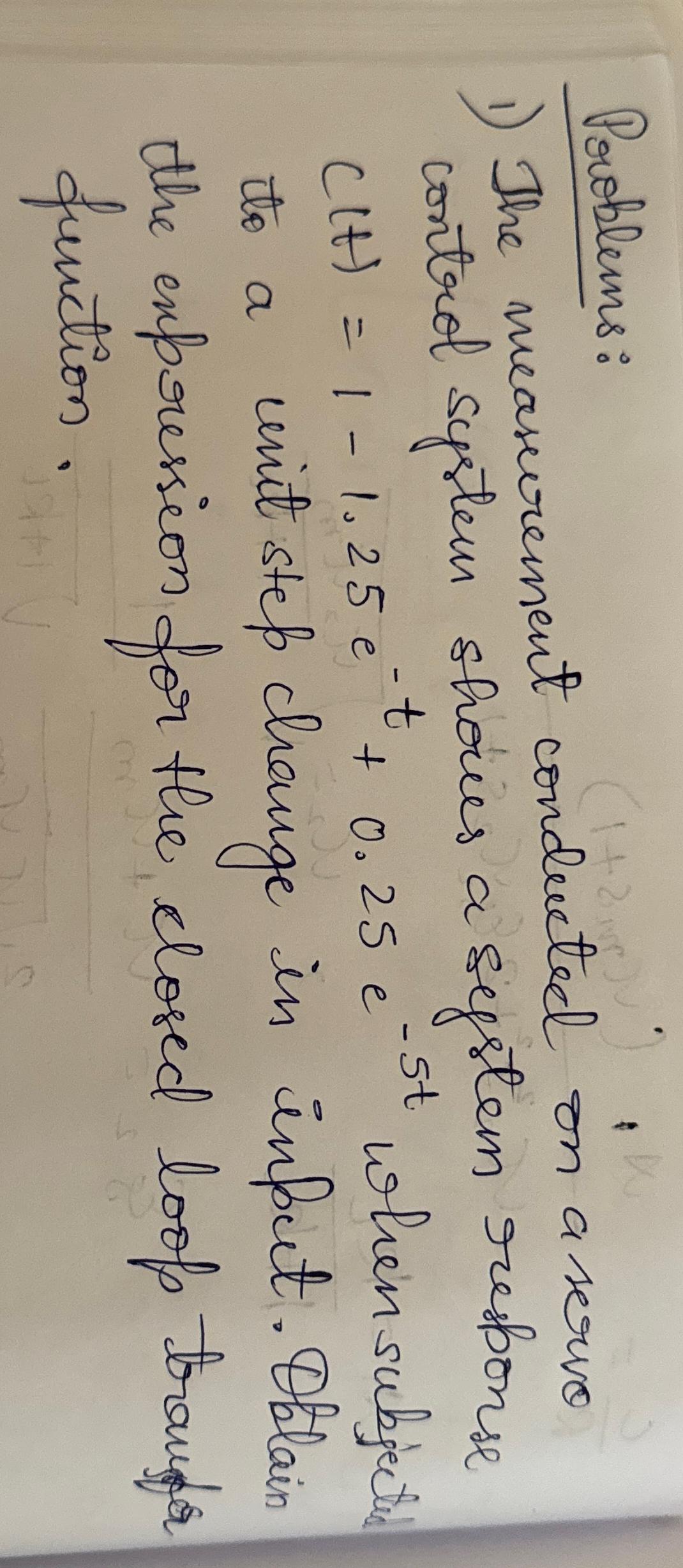 Solved Problems:The measurement conducted on a servo control | Chegg.com
