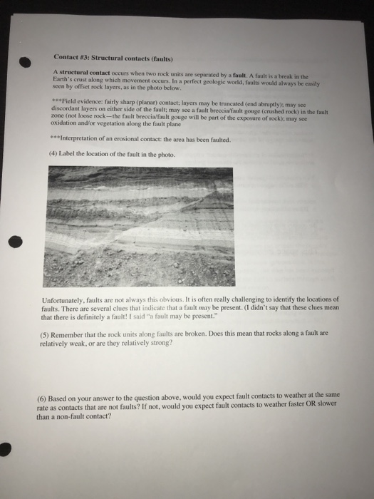 Solved Contact #3: Structural contacts (faults) A structural | Chegg.com
