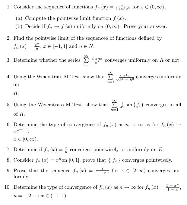 Solved Tit 1 Consider The Sequence Of Functions Fn 2