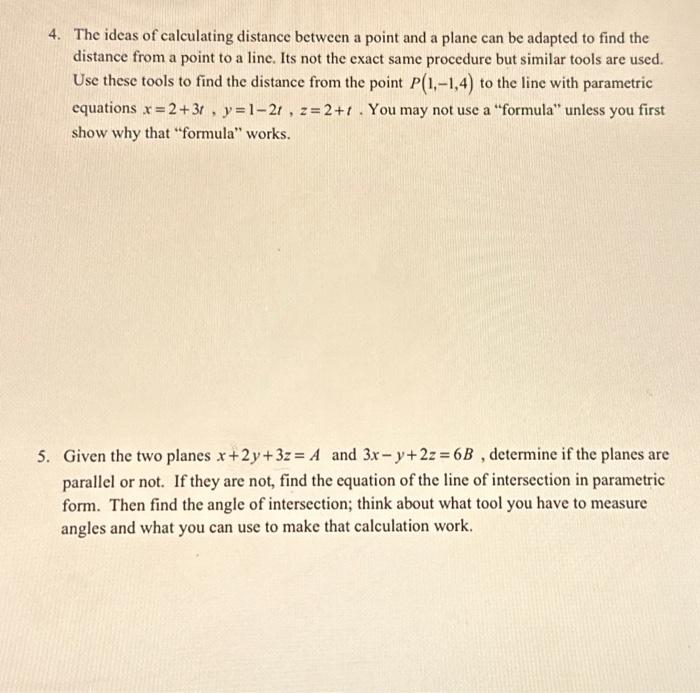 Solved 4. The ideas of calculating distance between a point | Chegg.com