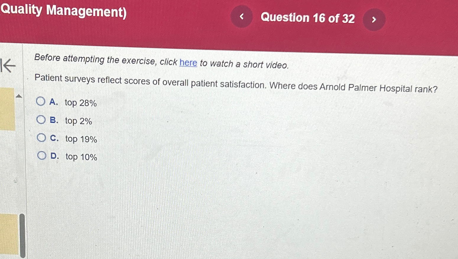 Solved Quality Management)Question 16 ﻿of 32Before | Chegg.com