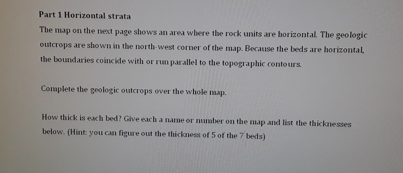 Part 1 Horizontal strata The map on the next page | Chegg.com