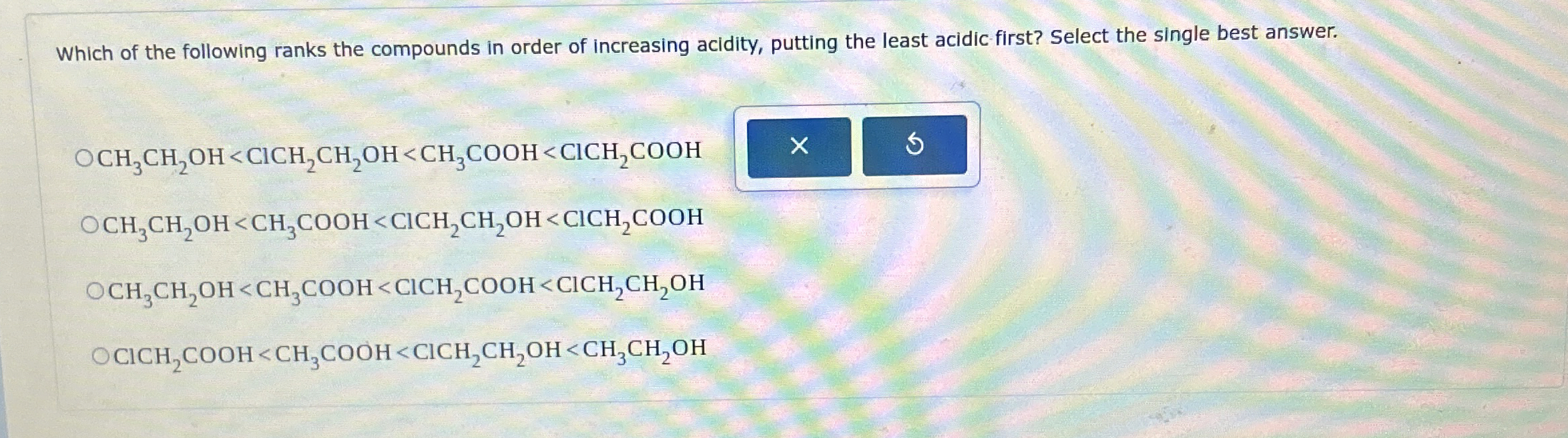 Solved Which of the following ranks the compounds in order | Chegg.com