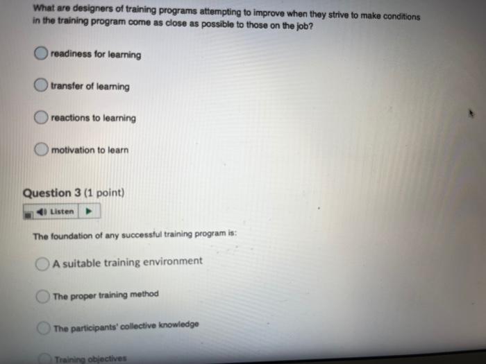 Solved What are designers of training programs attempting to | Chegg.com