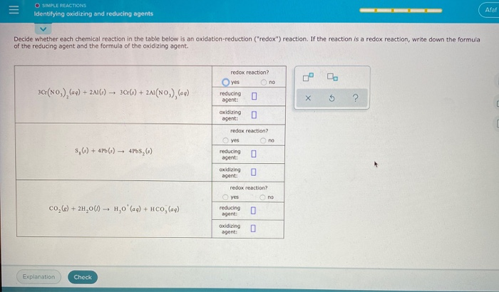 Solved O SIMPLE REACTIONS Identifying oxidizing and reducing | Chegg.com