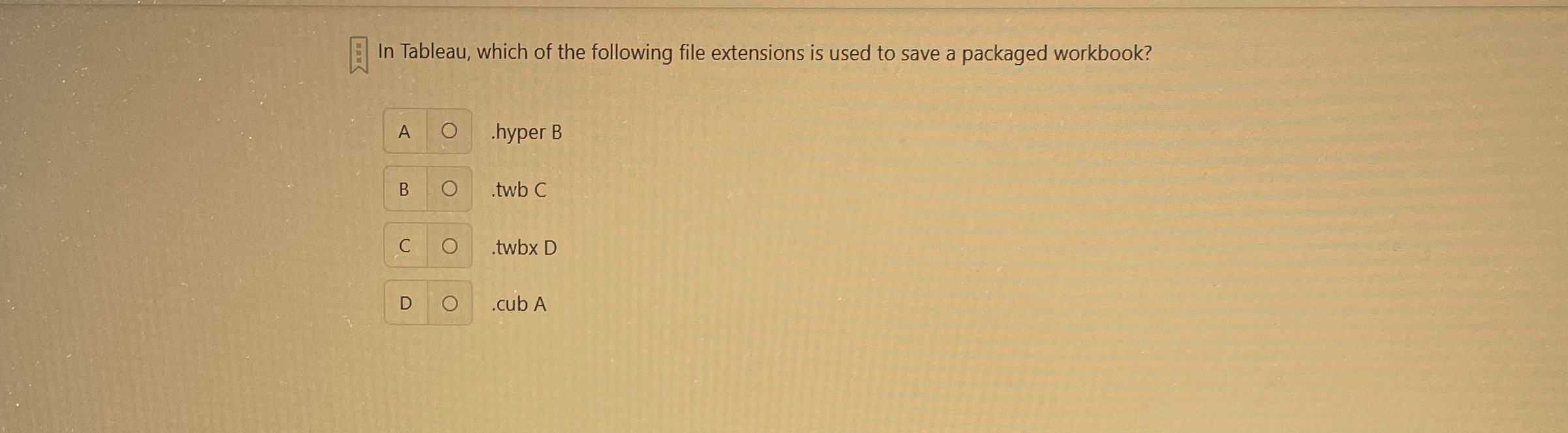 Solved In Tableau, which of the following file extensions is | Chegg.com